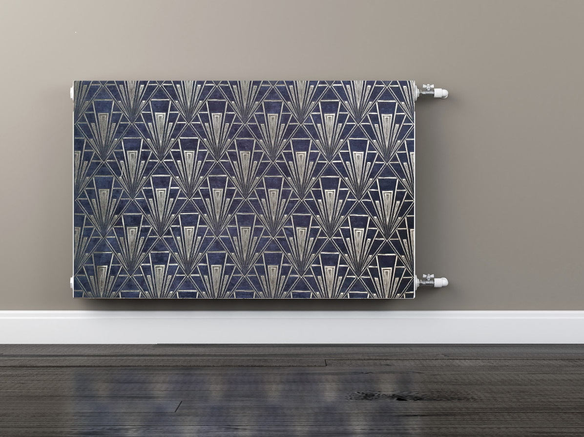 Dark Blue Embossed Art Deco Magnetic Radiator Cover (800mm x 600mm ...